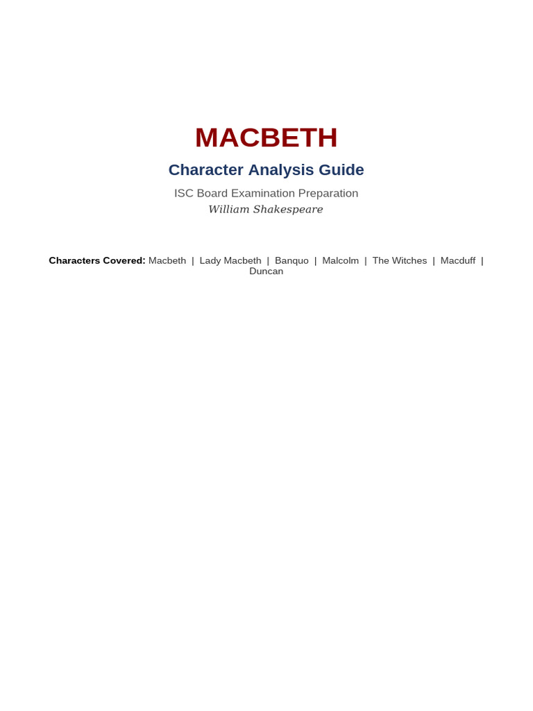 Macbeth Character Analysis | PDF