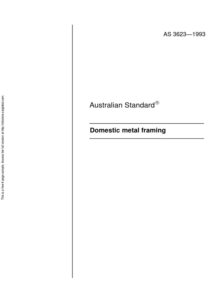 As 3623-1993 Domestic Metal Framing | PDF | Structural Load | Copyright