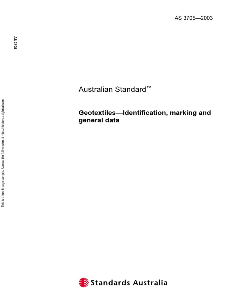As 3705-2003 Geotextiles - Identification Marking and General Data ...