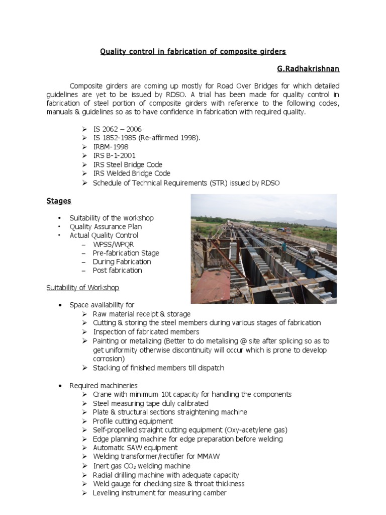Quality Control in Composite Girder Fabrication | PDF