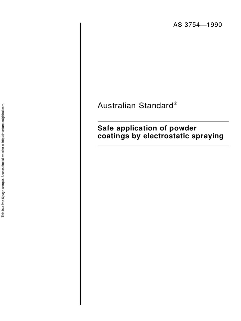 As 3754-1990 Safe Application of Powder Coatings by Electrostatic ...