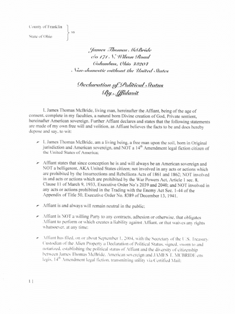 Declaration of Political Status | PDF