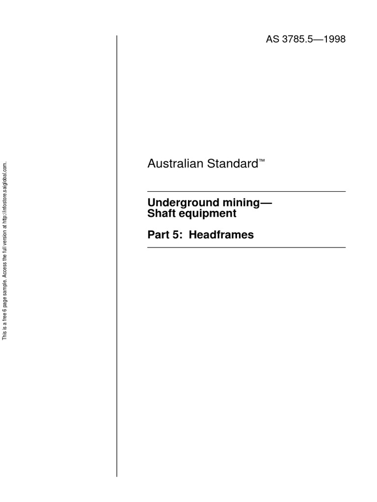 As 3785.5-1998 Underground Mining - Shaft Equipment Headframes | PDF ...