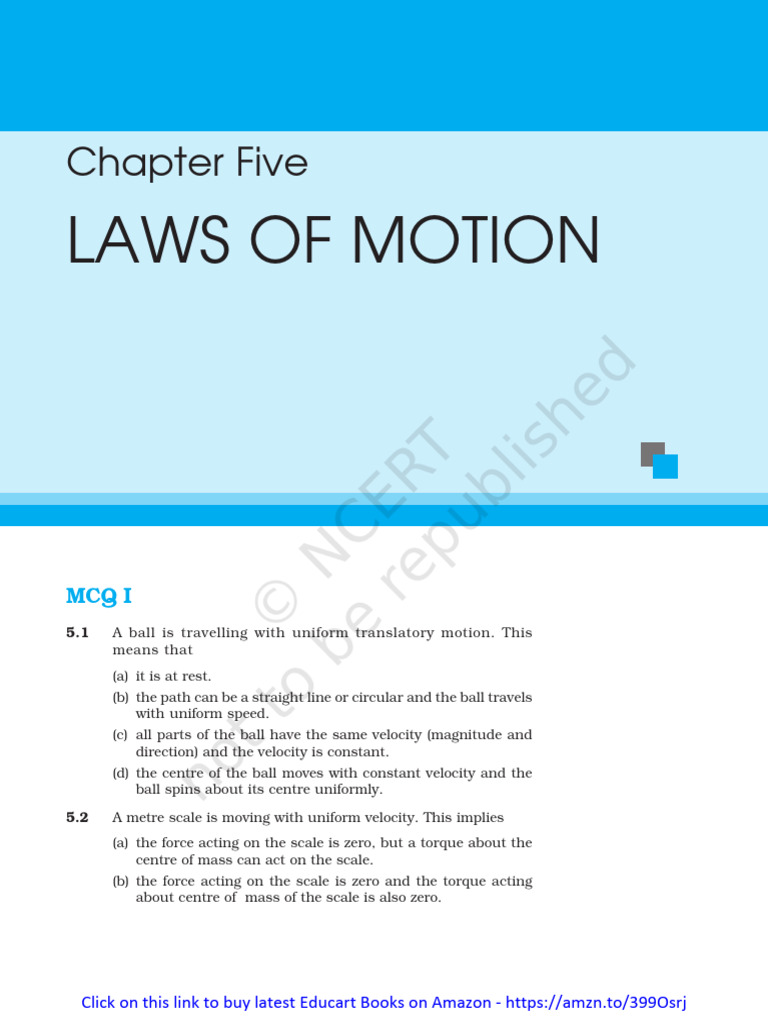 Laws of Motion Exemplar | PDF | Force | Newton's Laws Of Motion
