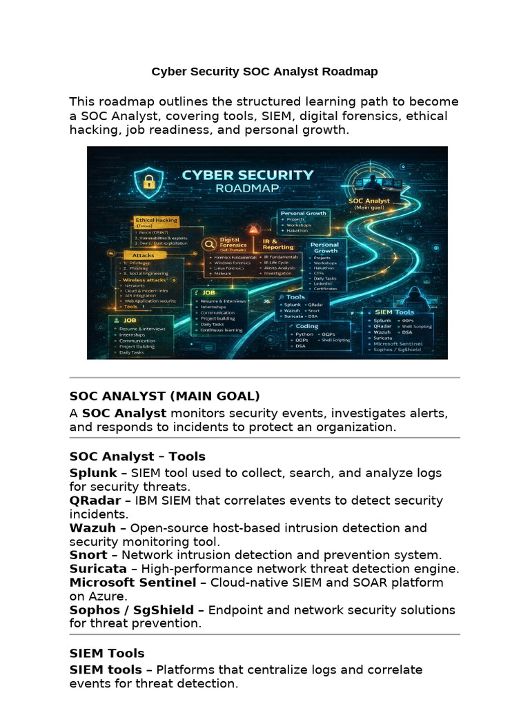 Cybersecurity SOC Roadmap | PDF | Security | Computer Security