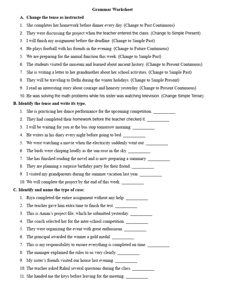 Grammar Worksheet | PDF