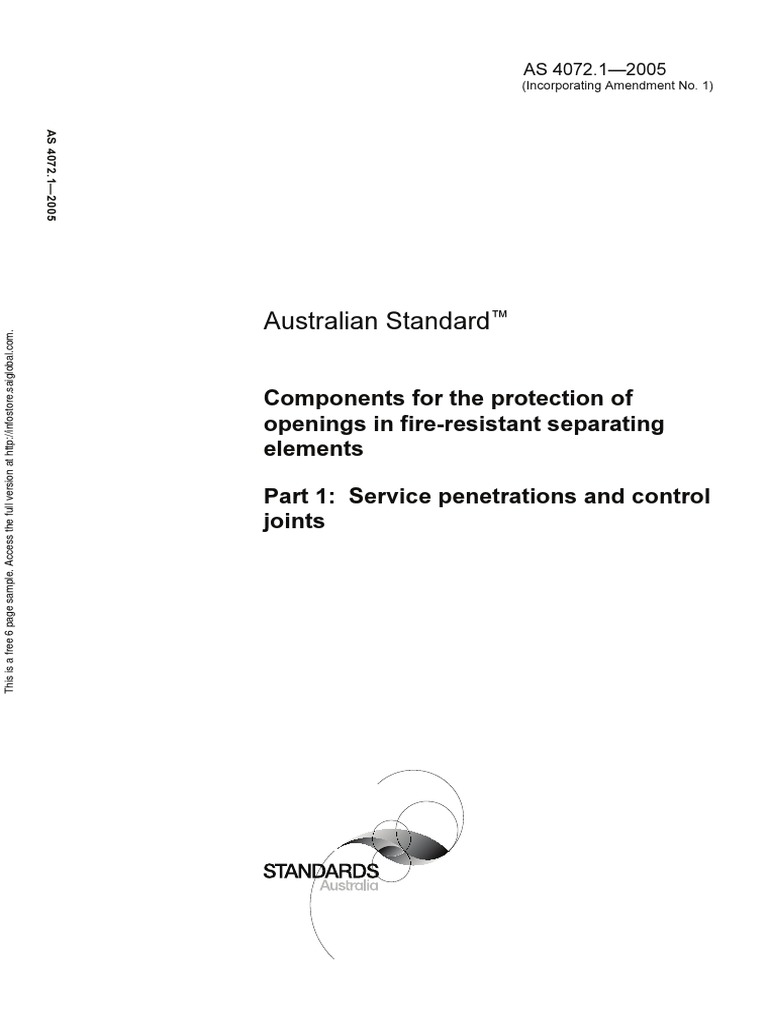 As 4072.1-2005 Components For The Protection of Openings in Fire ...