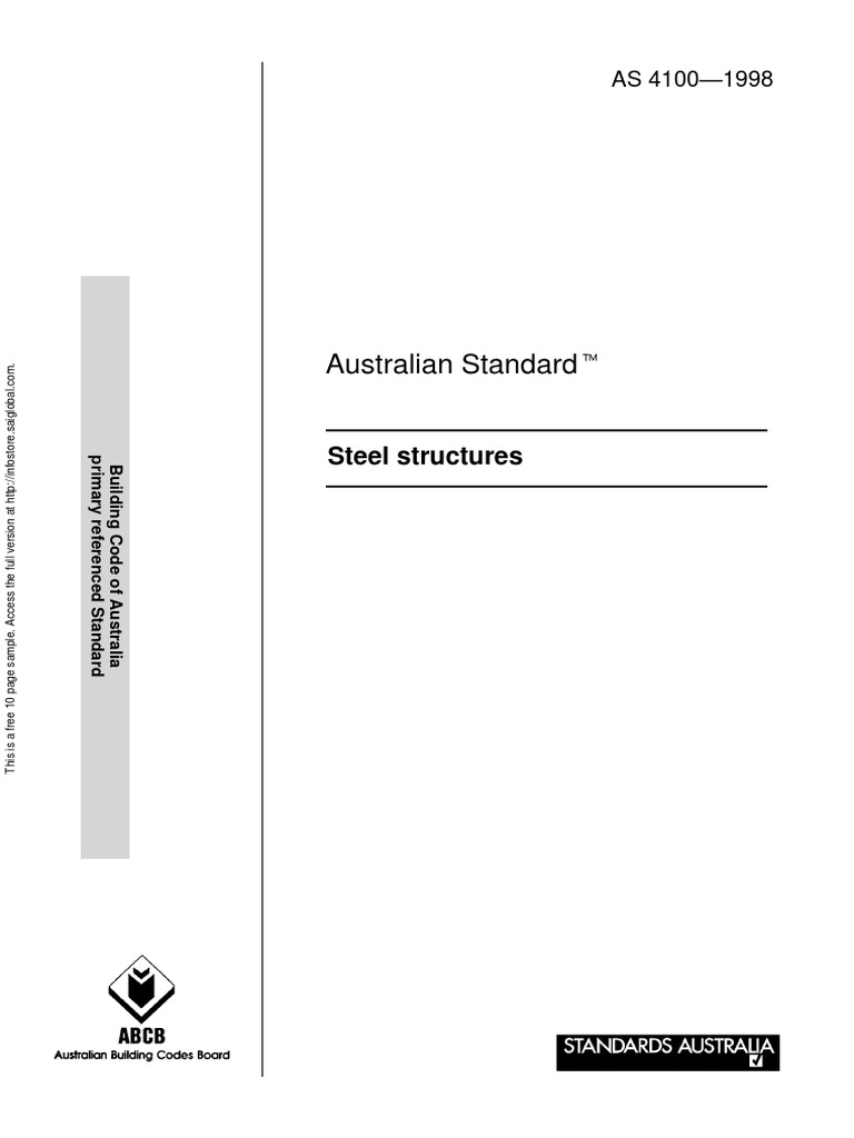 As 4100-1998 Steel Structures | PDF | Bending | Royalty Payment