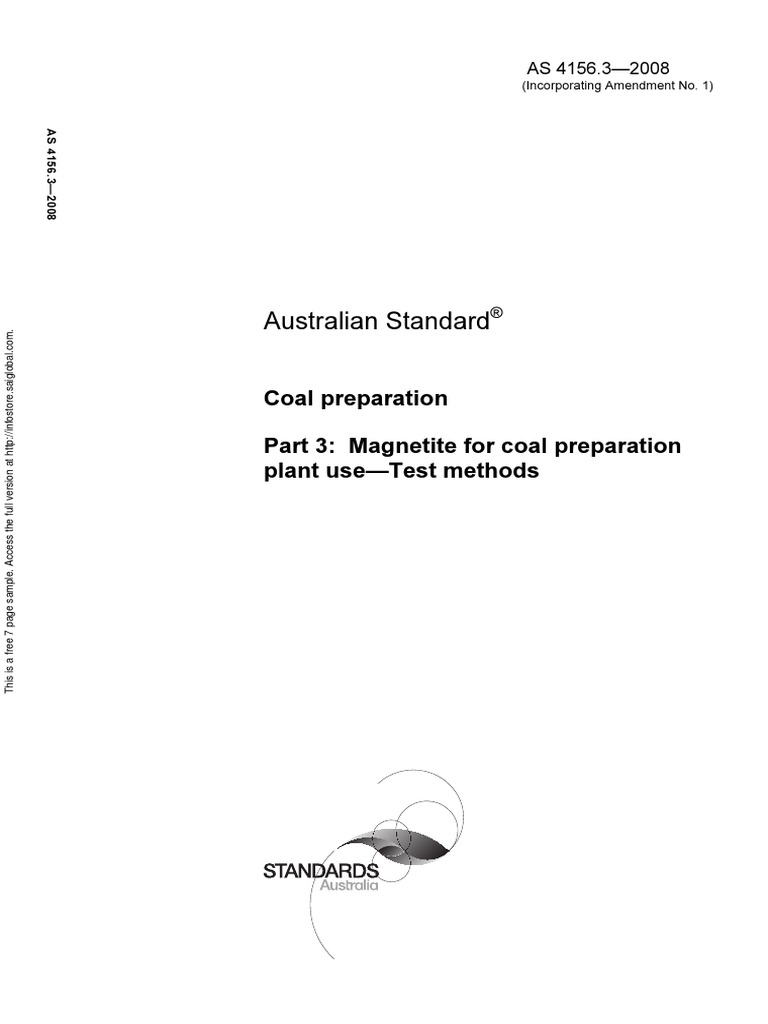 As 4156.3-2008 Coal Preparation Magnetite For Coal Preparation Plant ...