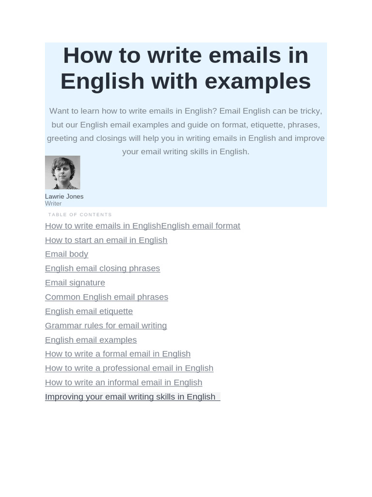 How To Write Emails in English With Examples | PDF