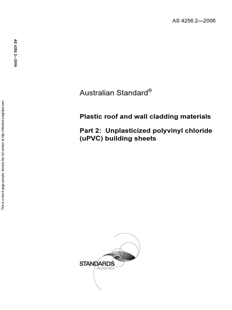 As 4256.2-2006 Plastic Roof and Wall Cladding Materials Unplasticized ...