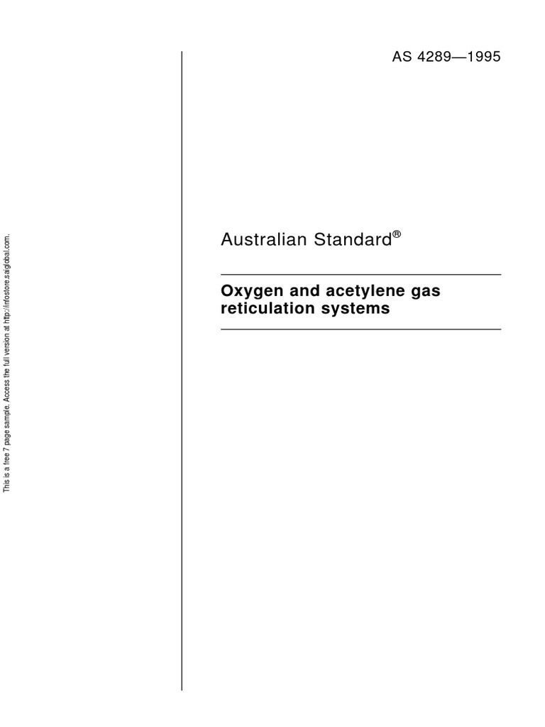 As 4289-1995 Oxygen and Acetylene Gas Reticulation Systems | PDF | Pipe ...