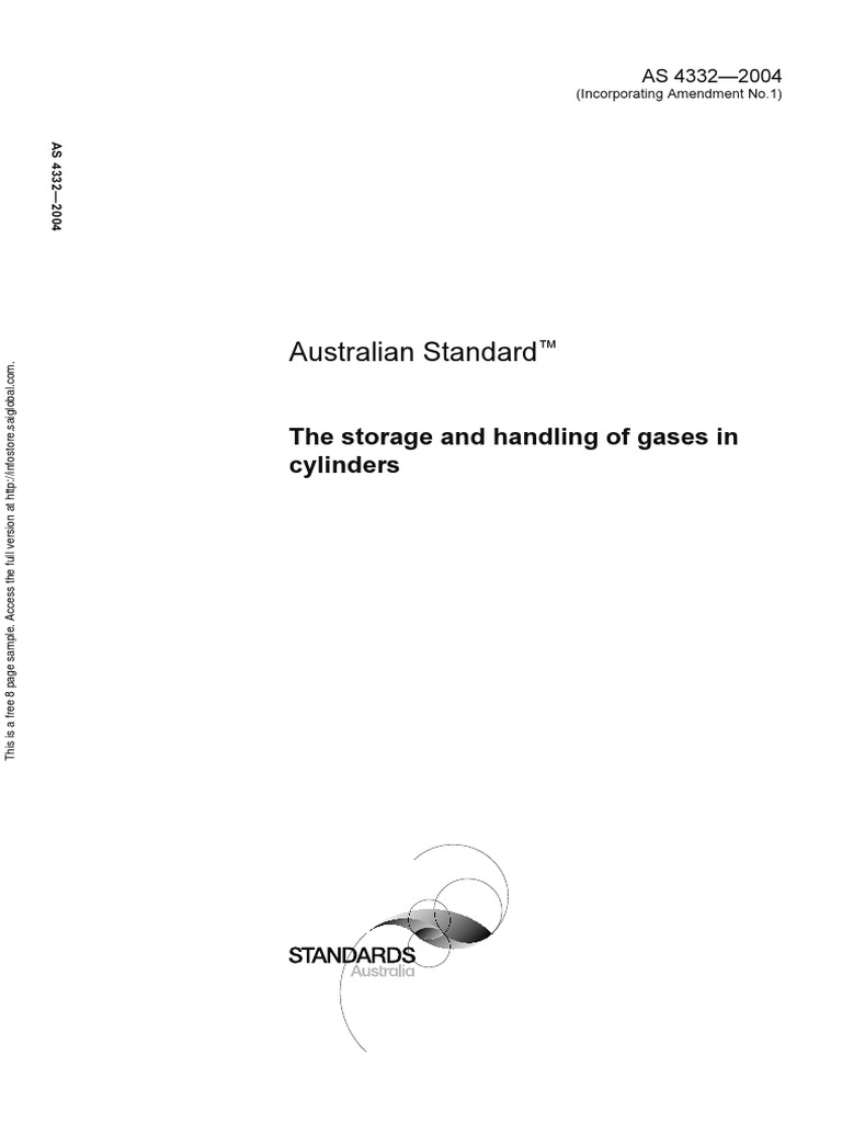 As 4332-2004 The Storage and Handling of Gases in Cylinders | PDF ...