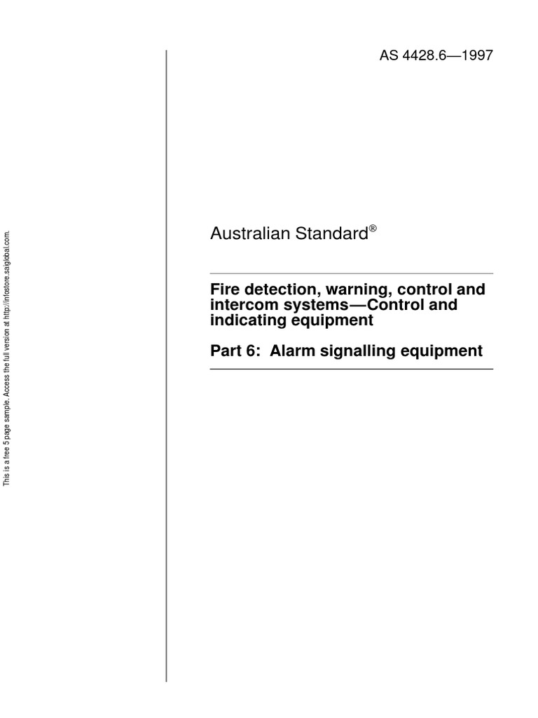 As 4428.6-1997 Fire Detection Warning Control and Intercom Systems ...