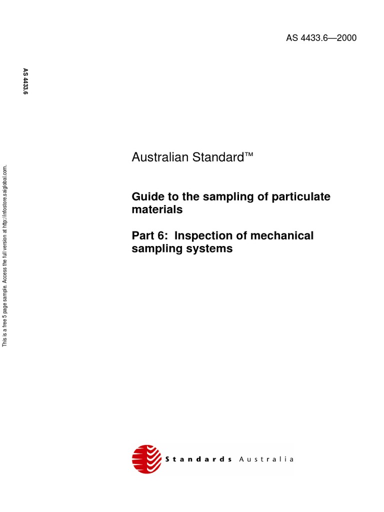 As 4433.6-2000 Guide To The Sampling of Particulate Materials ...