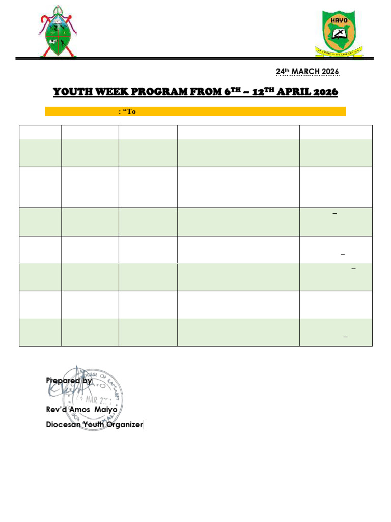 Youth Week Program | PDF