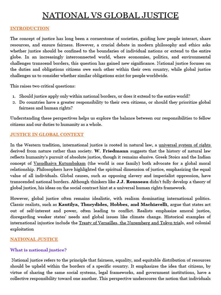 National Vs Global Justice | PDF | Justice | Crime & Violence