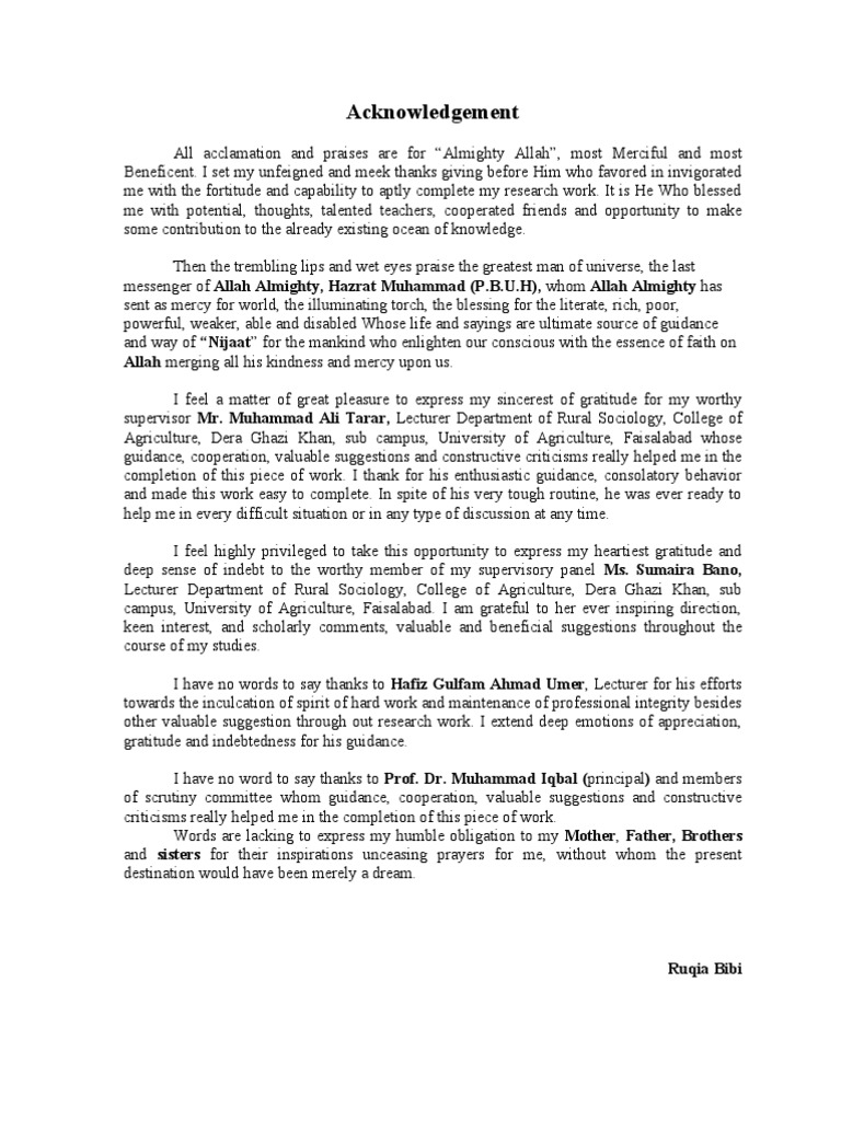 Acknowledgement: Allah Merging All His Kindness and Mercy Upon Us | PDF ...