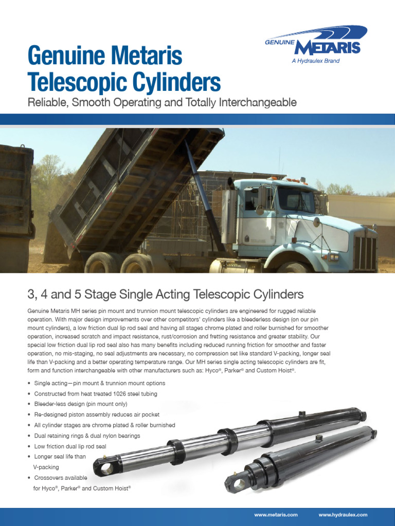 Hydraulex Metaris TelescopicCylinders Cut Sheet Web | PDF | Pump | Piston