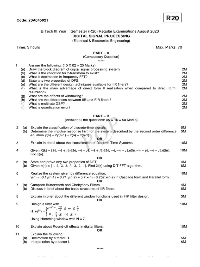 DSP Previous Question Papers | PDF