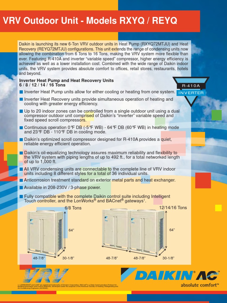 VRV Outdoor Unit Daikin - Brochure | PDF | Air Conditioning | Hvac