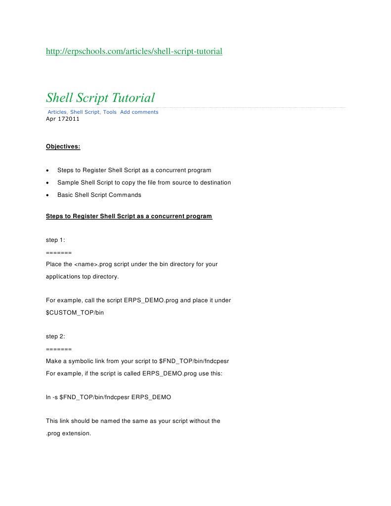Shell Script Tutorial: Objectives | Download Free PDF | Command Line Interface | Scripting Language