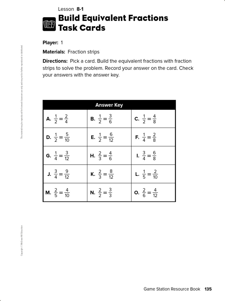 Build Equivalent Fractions Task Cards | PDF