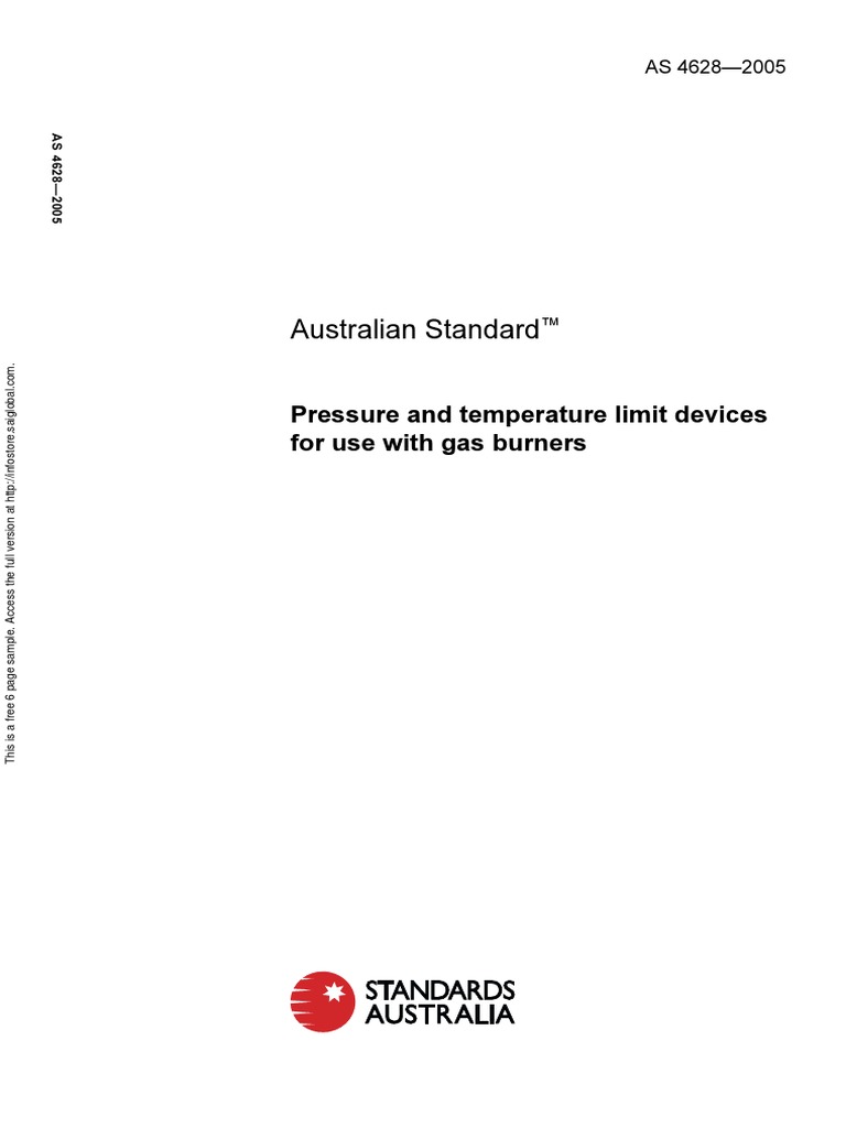 As 4628-2005 Pressure and Temperature Limit Devices For Use With Gas Burners | PDF | Natural Gas ...
