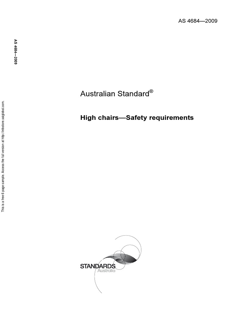 As 4684-2009 High Chairs - Safety Requirements | Download Free PDF ...