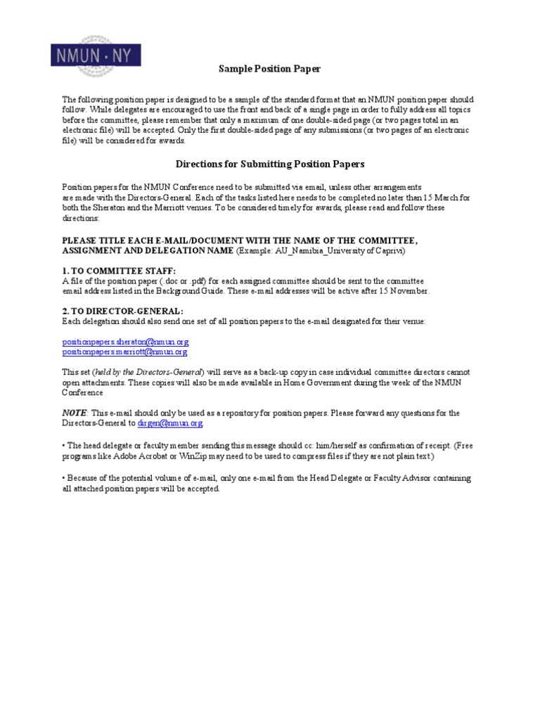 Sample Position Paper | PDF | New Partnership For Africa's Development ...