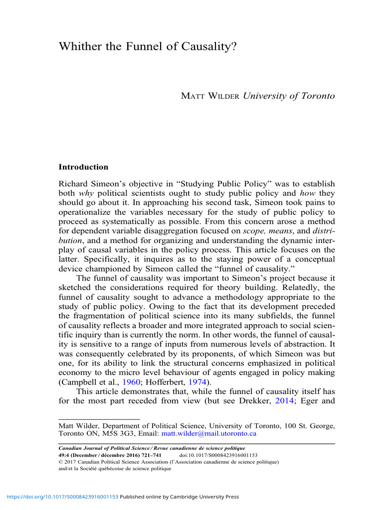 WILDER Whither The Funnel of Causality | PDF | Causality | Policy
