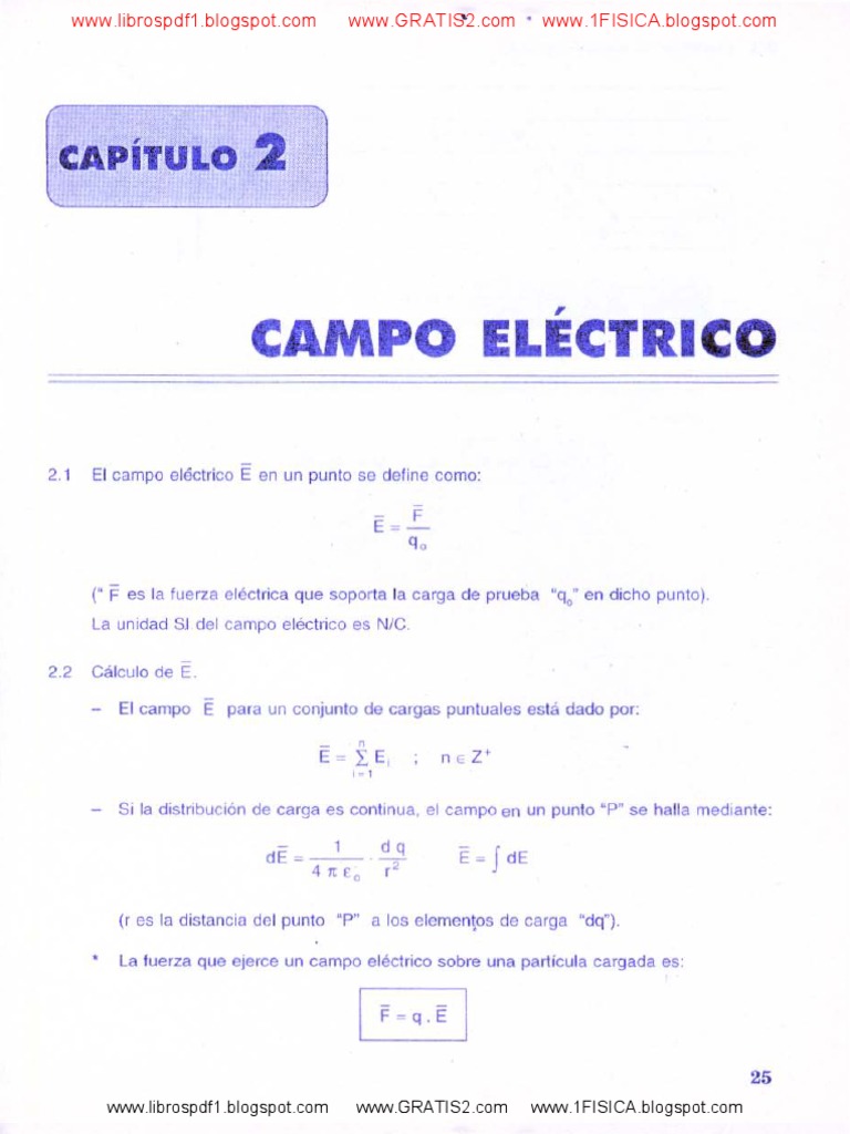 Cap 2 Campo Electrico | PDF | Campo eléctrico | Gravedad