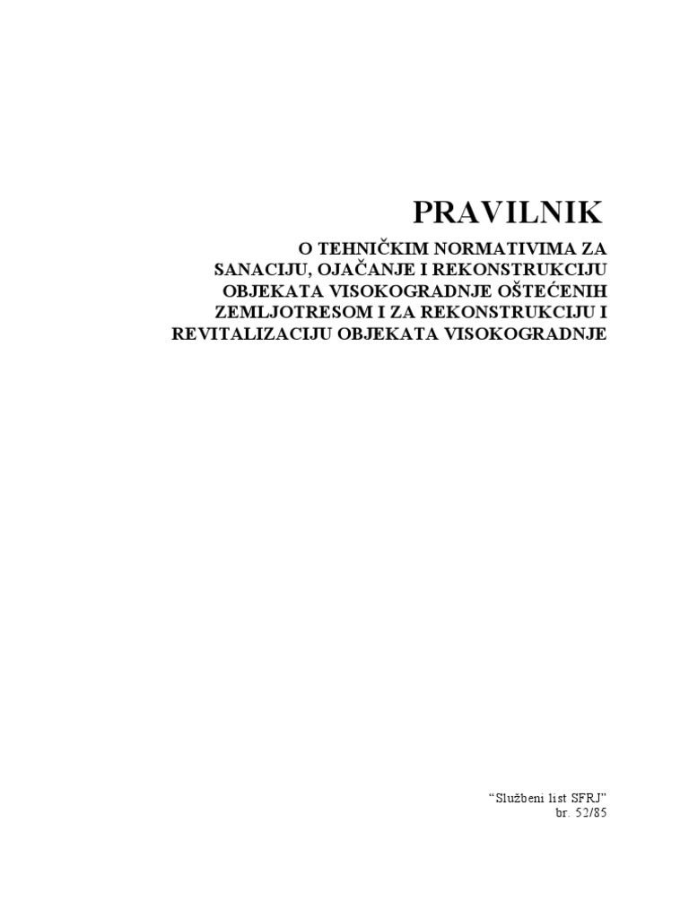 Pravilnik Sanacija Visokogradnja | PDF