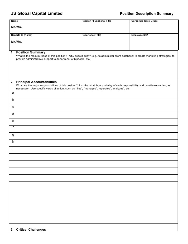 Job Description Template | PDF
