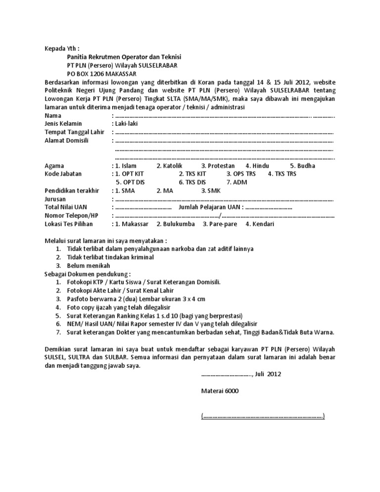 Formulir Pendaftaran PLN | PDF