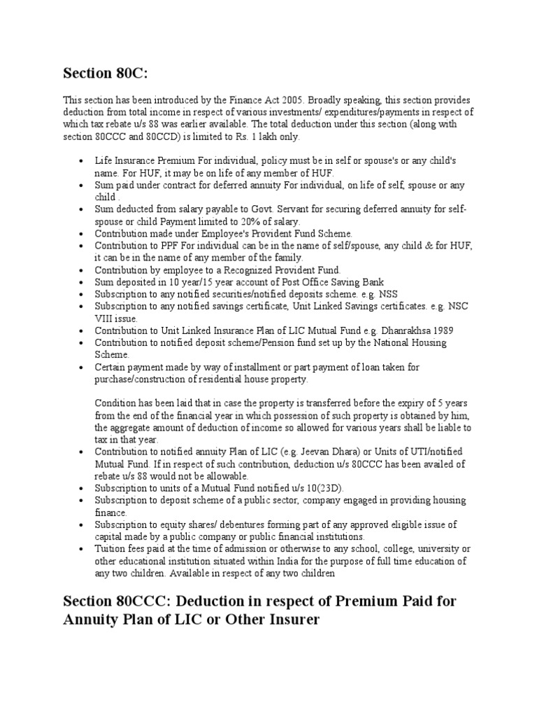 Section 80c | PDF | Annuity (American) | Insurance