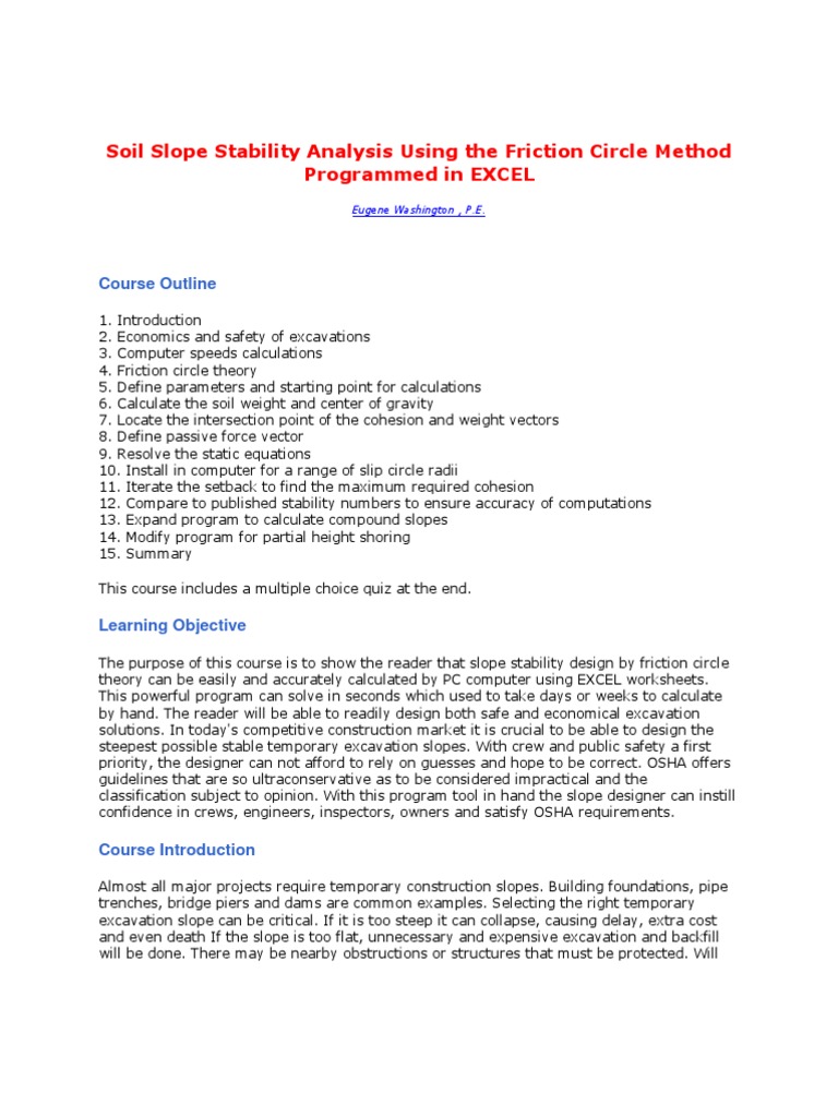 Friction Circle Method for Slope Stability | PDF | Geotechnical ...