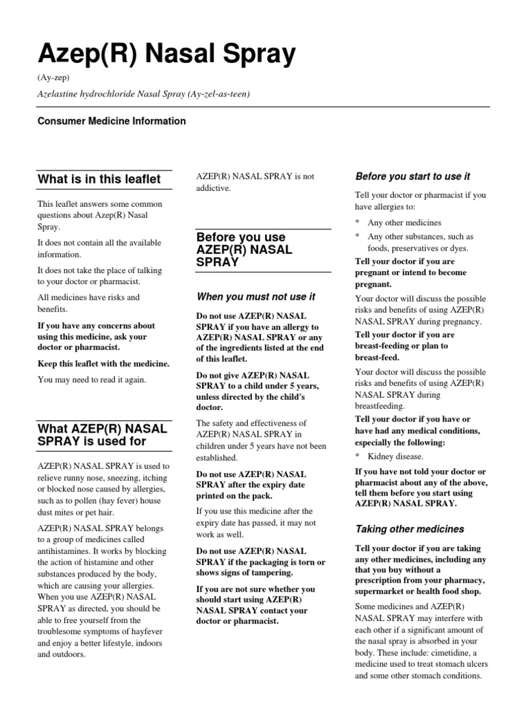 Azep Nasal Spray | Clinical Medicine | Drugs