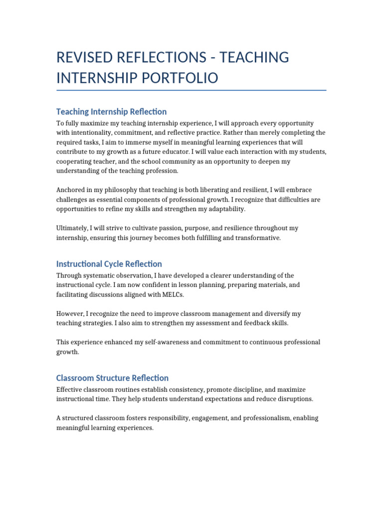 Revised Reflections TI Portfolio | PDF | Differentiated Instruction ...