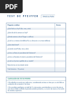 Escala de Pfeiffer: Cuestionario SPMSQ | PDF
