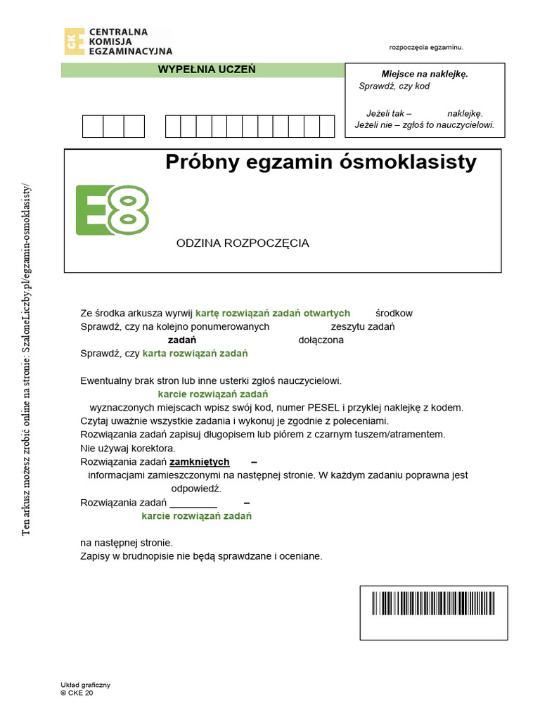 Probny Egzamin Osmoklasisty Matematyka Styczen 2026 | PDF