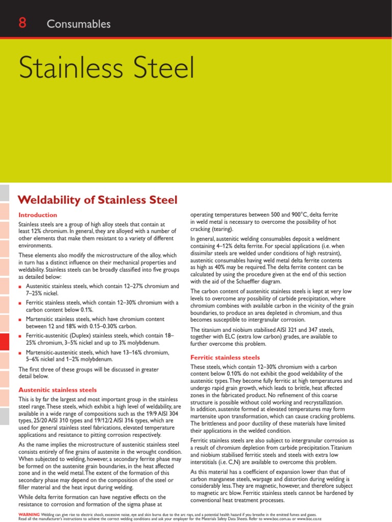 Welding Consumables-Stainless Steel | PDF | Steel | Stainless Steel