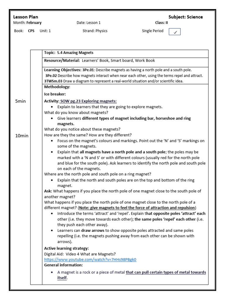 Lesson Plan Amazing Magnets | PDF | Magnet | Magnetism