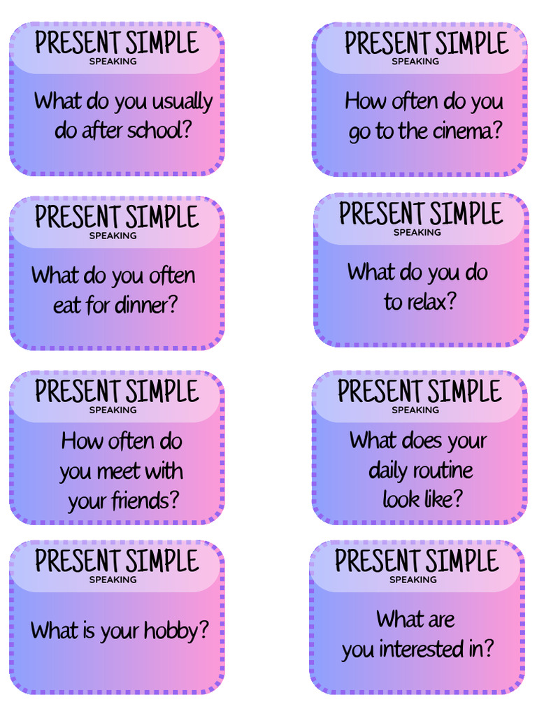 Present Simple Speaking Cards | PDF
