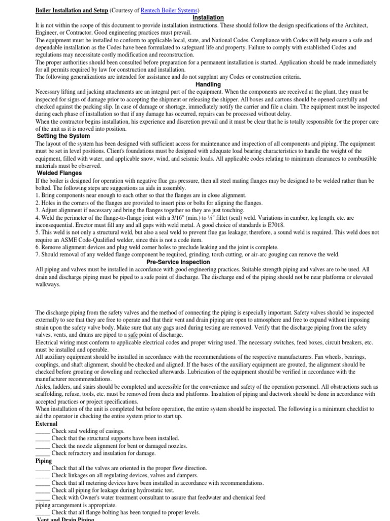 Steam Boiler Installation Overview | PDF | Boiler | Materials