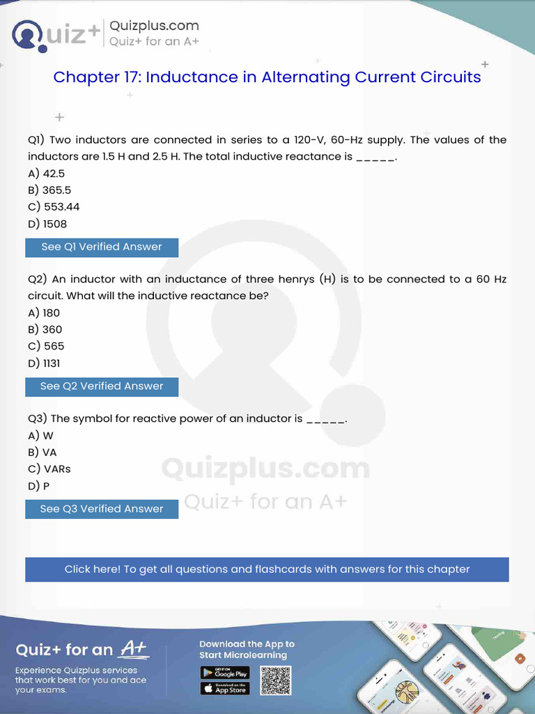 Two Inductors Are Connected in Series To A 120V 60Hz Supply The Values ...