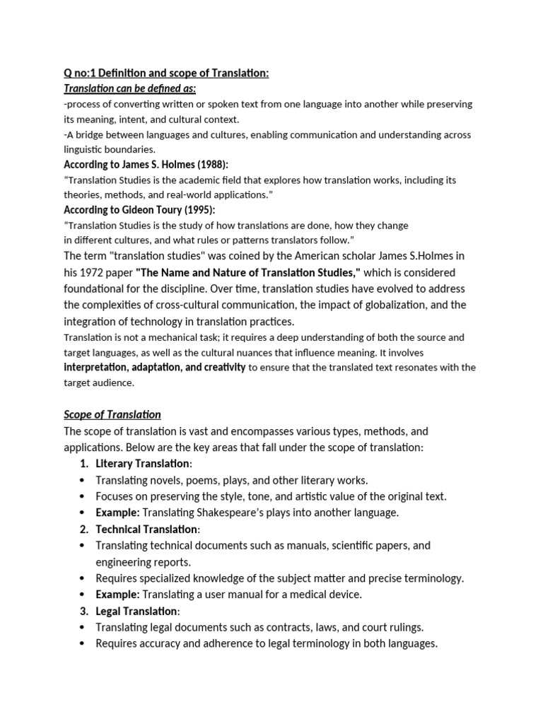 Translation Studies Notes | PDF | Translations | Semantics