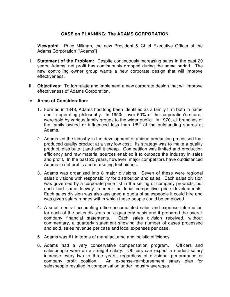 Adams Corporation | PDF | Profit (Accounting) | Sales