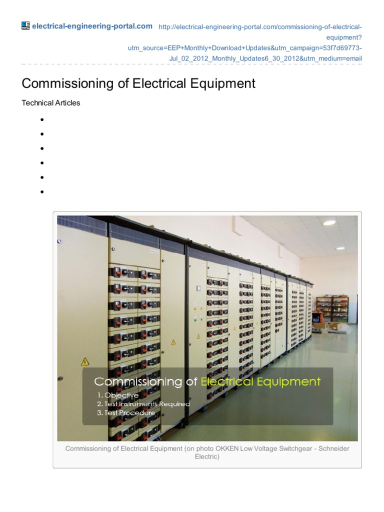 Electrical Equipment Commissioning | PDF | Relay | Transformer