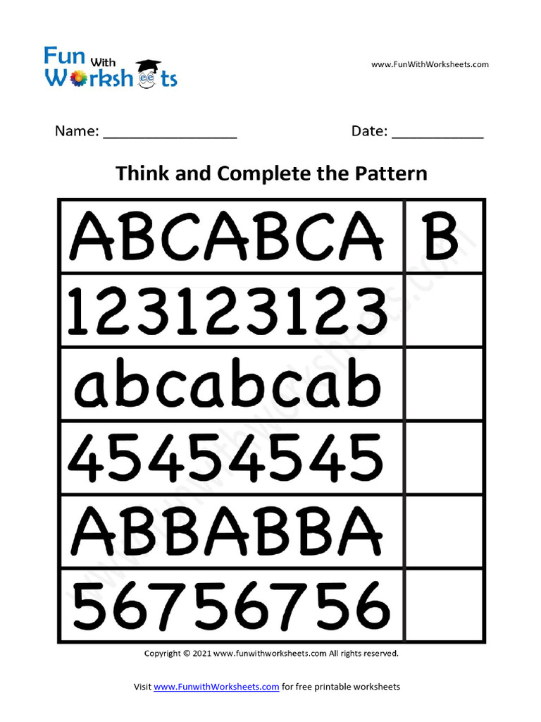 Guess The Pattern Worksheet 10 | PDF